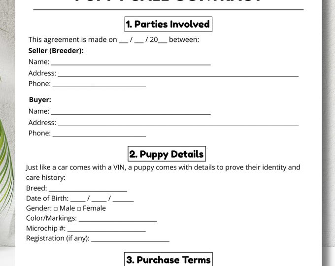 Puppy Sale Contract, Pet Sitting Template, Pup Selling, Puppy Agreement ...