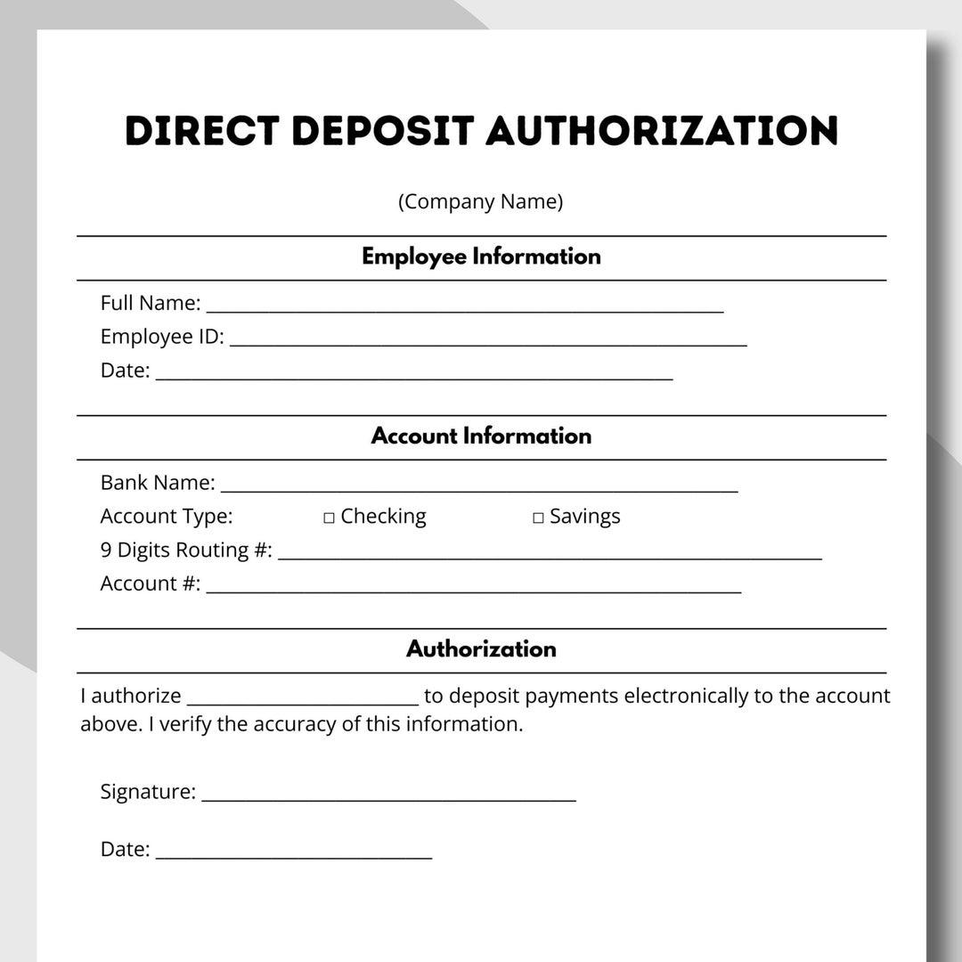 Direct Deposit, Employee Banking, New Employee, New Hire Packet ...