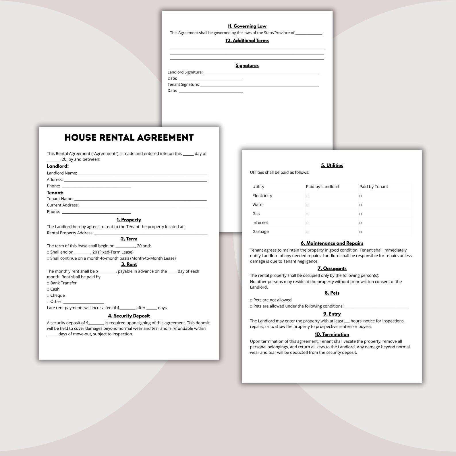 House Rental Agreement, Residential Lease, Rental Lease, Easy Lease ...