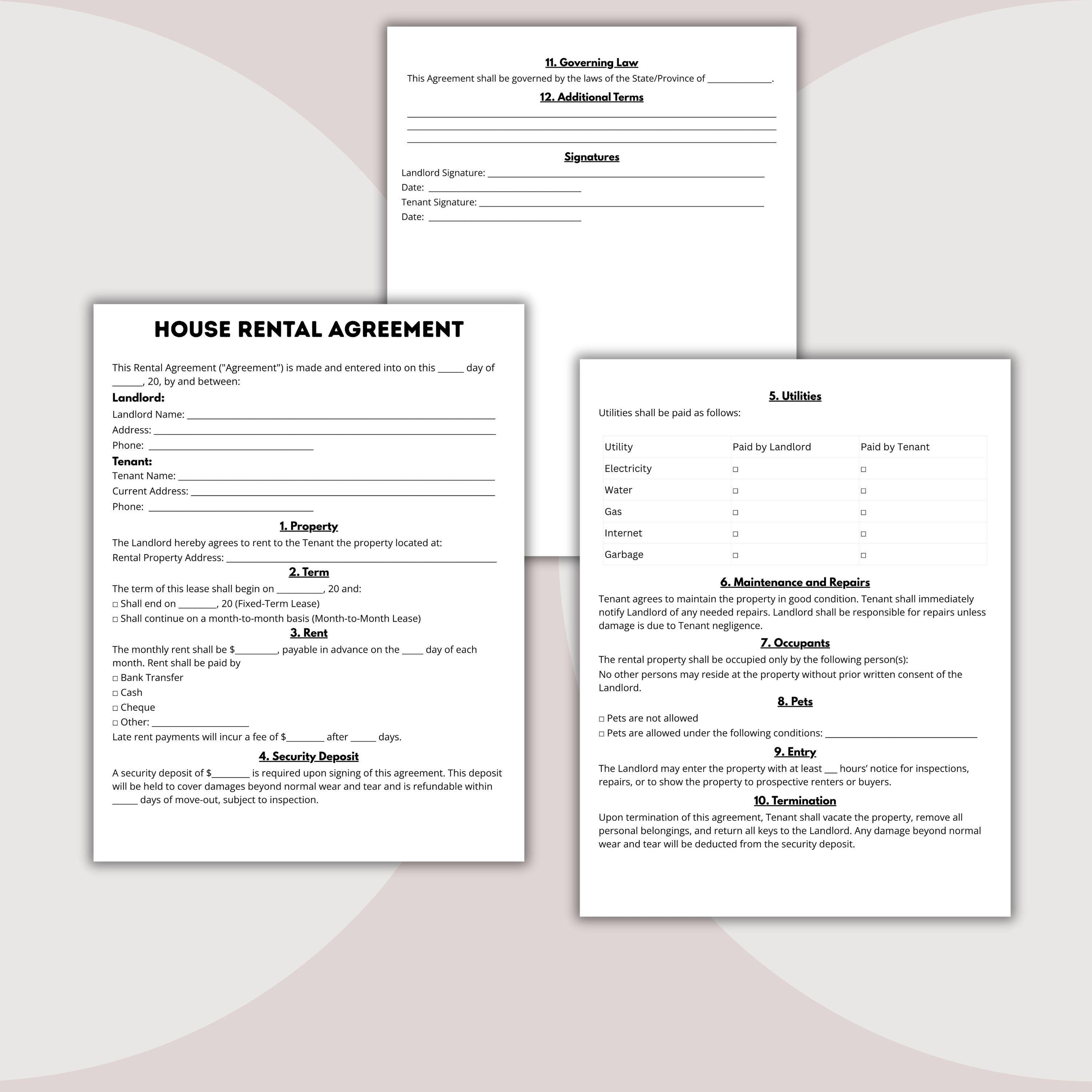 House Rental Agreement, Residential Lease, Rental Lease, Easy Lease ...