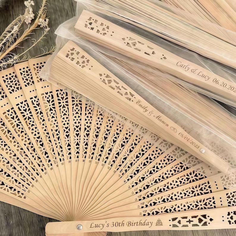Custom Wedding Hand Fans, Custom Fans, Bulk Engraved Bridal Party Favor ...