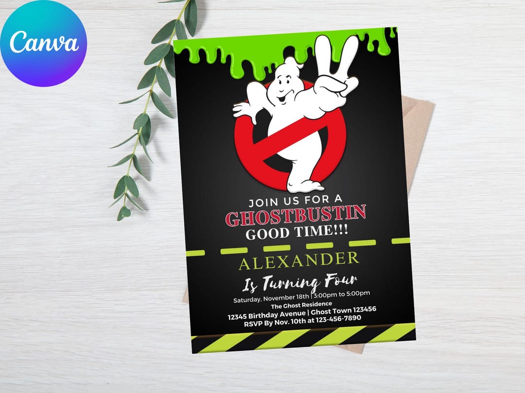 Editable Ghostbusters Birthday Invitation | Printable Ghostbusters ...