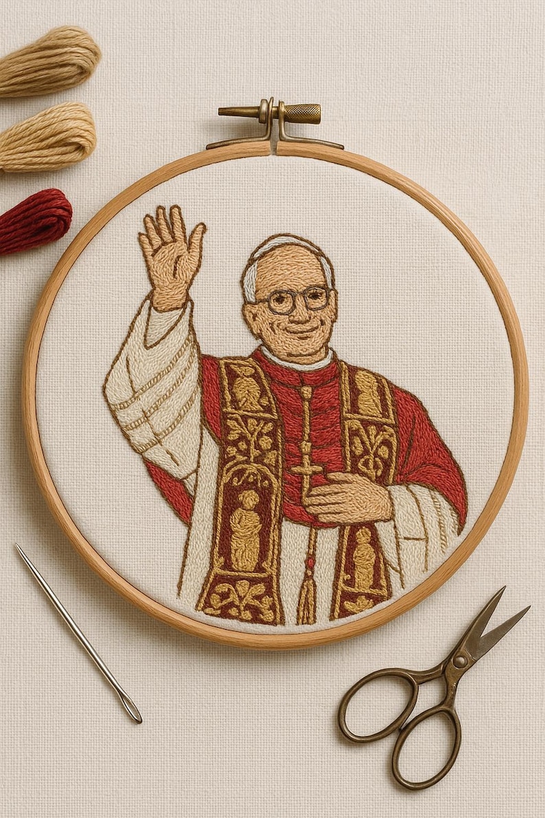 New Pope Leo XIV Embroidery Pattern, Robert Francis Prevost, Catholic ...