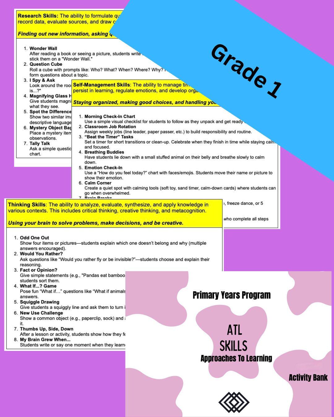 Grade 1: Easy Activity Ideas to Teach ATL Skills - Etsy