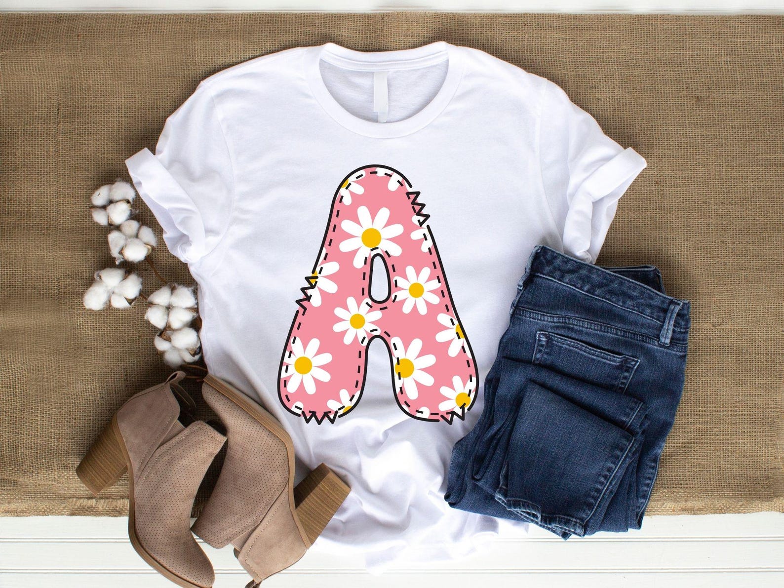 Daisy Alphabet SVG Bundle: Floral Letters, PNG, Cut Files (digital ...