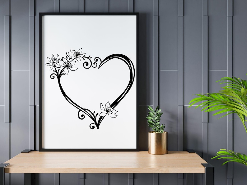 Floral Heart SVG: Valentine's Day Clipart, Papercut File (digital ...