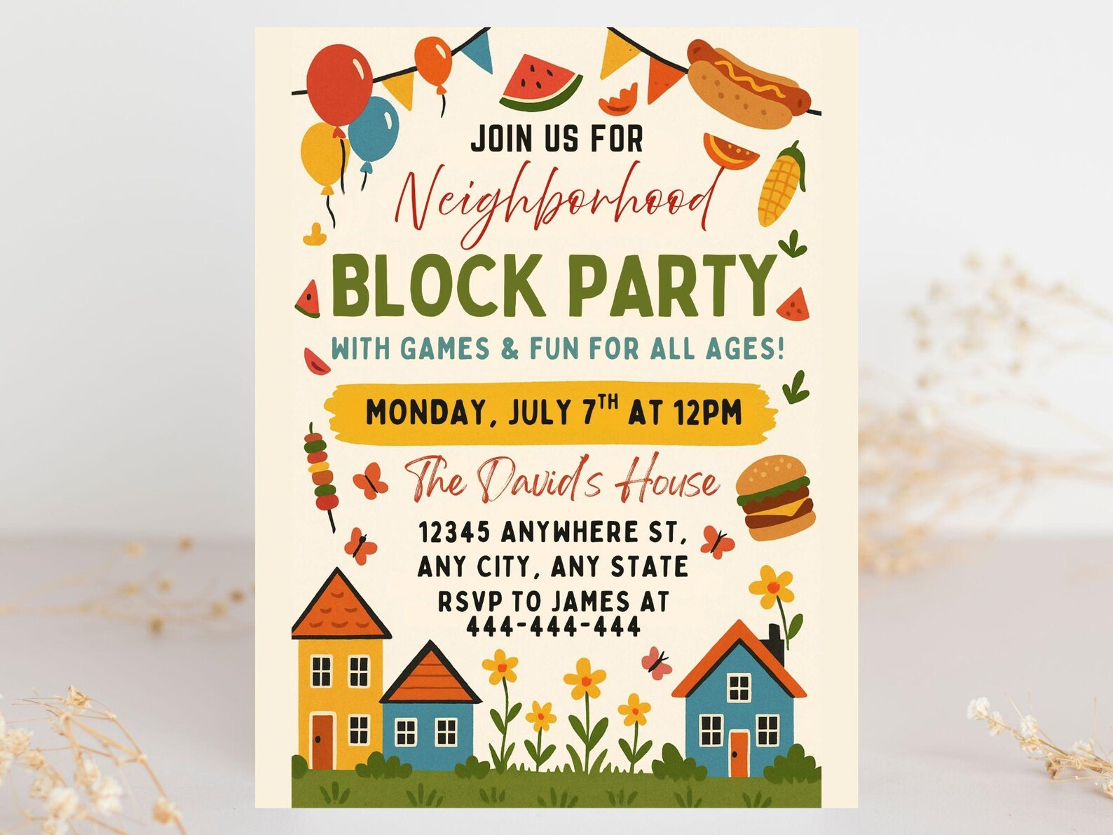 Block Party Flyer Template, Editable Neighborhood Block Party Invite ...