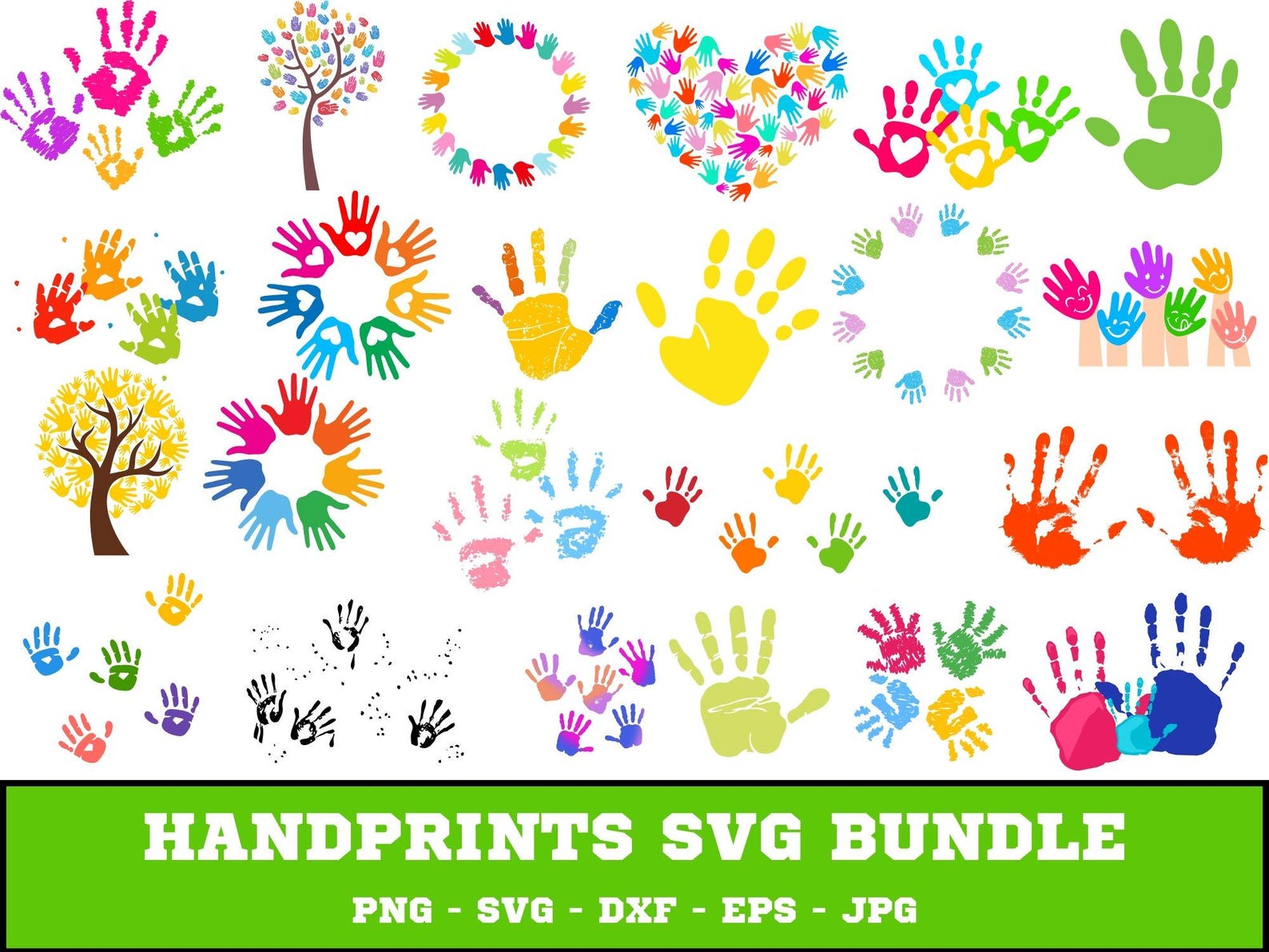 Handprint SVG Bundle, Handprint PNG Bundle, Handprint Clipart ...