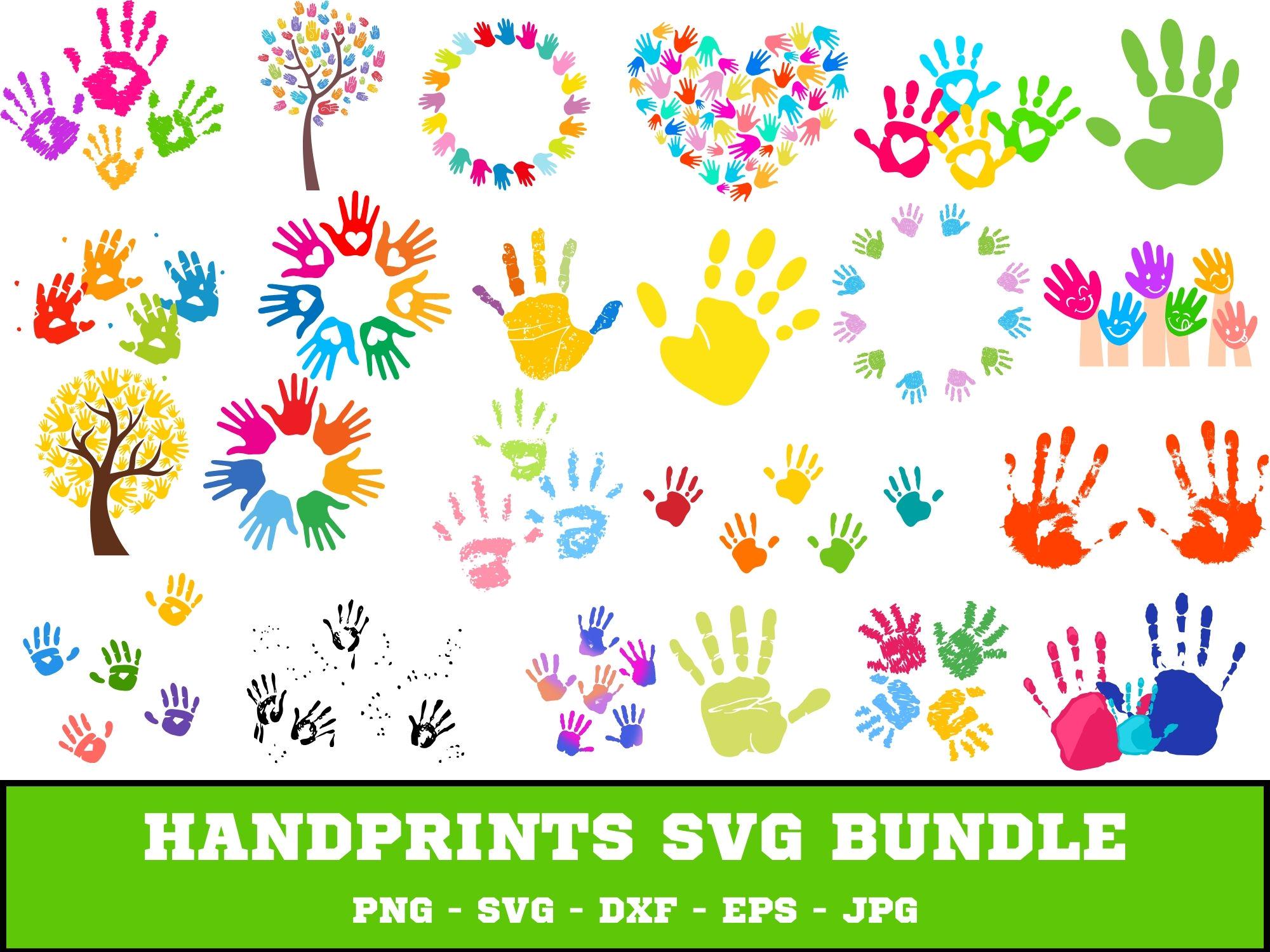 Handprint SVG Bundle, Handprint PNG Bundle, Handprint Clipart ...