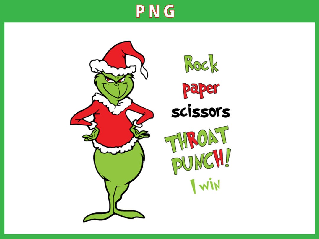 Rock Paper Scissors Throat Punch PNG | Grinch Face Png | Funny Grinch ...