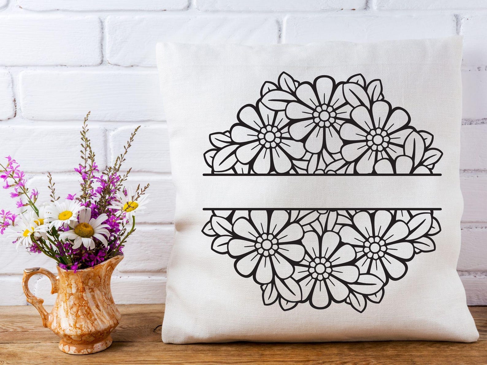 Floral Frame SVG: Wedding Monogram Clipart (digital Download, ZIP File ...