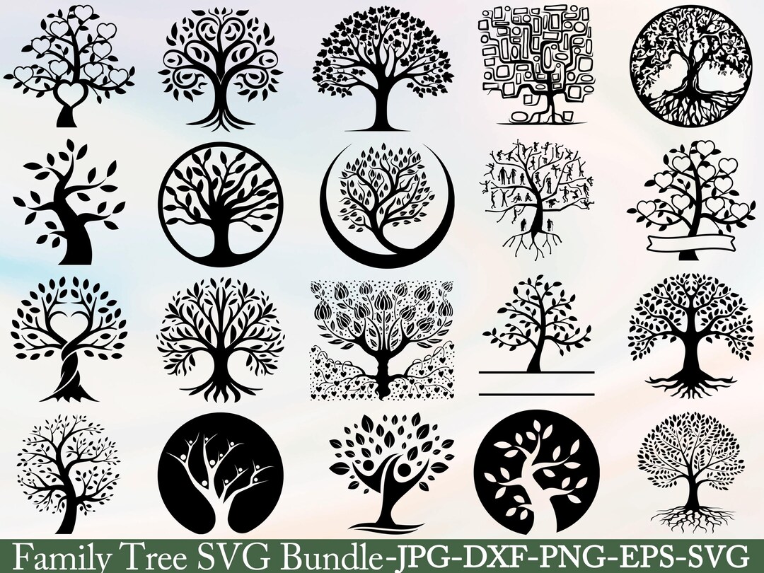 Family Trees SVG Bundle | Family Tree Cut Files | Ancestry SVG Designs ...