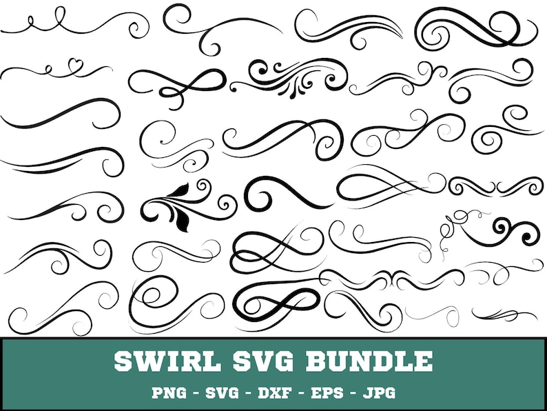Swirl SVG Bundle: Flourish Clipart, Cricut Cut File (instant Download ...