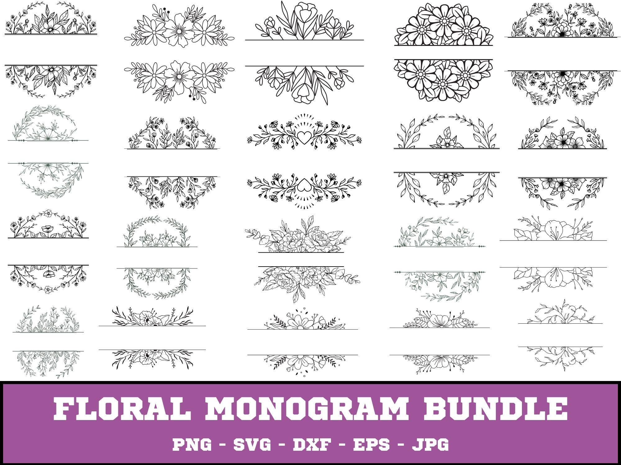 Floral Frame SVG: Wedding Monogram Clipart (digital Download, ZIP File ...