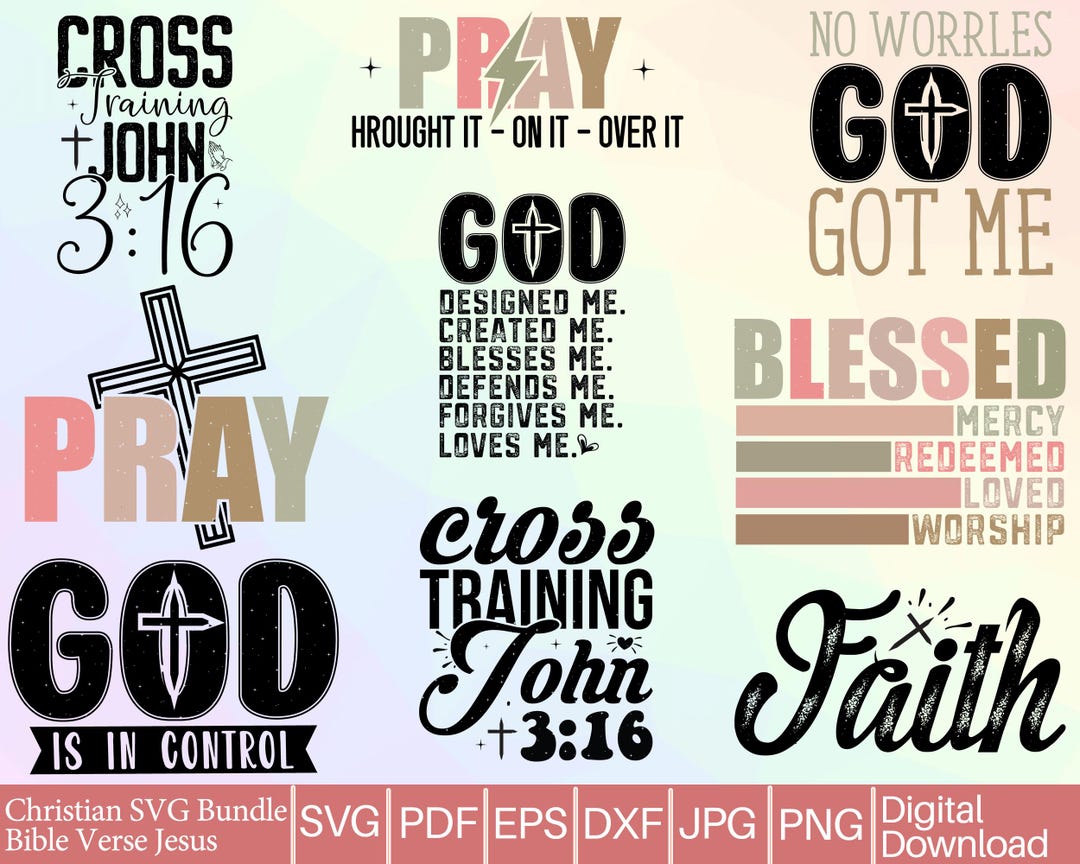 Christian SVG Bundle: Religious Designs, Faith, God, Jesus (digital ...