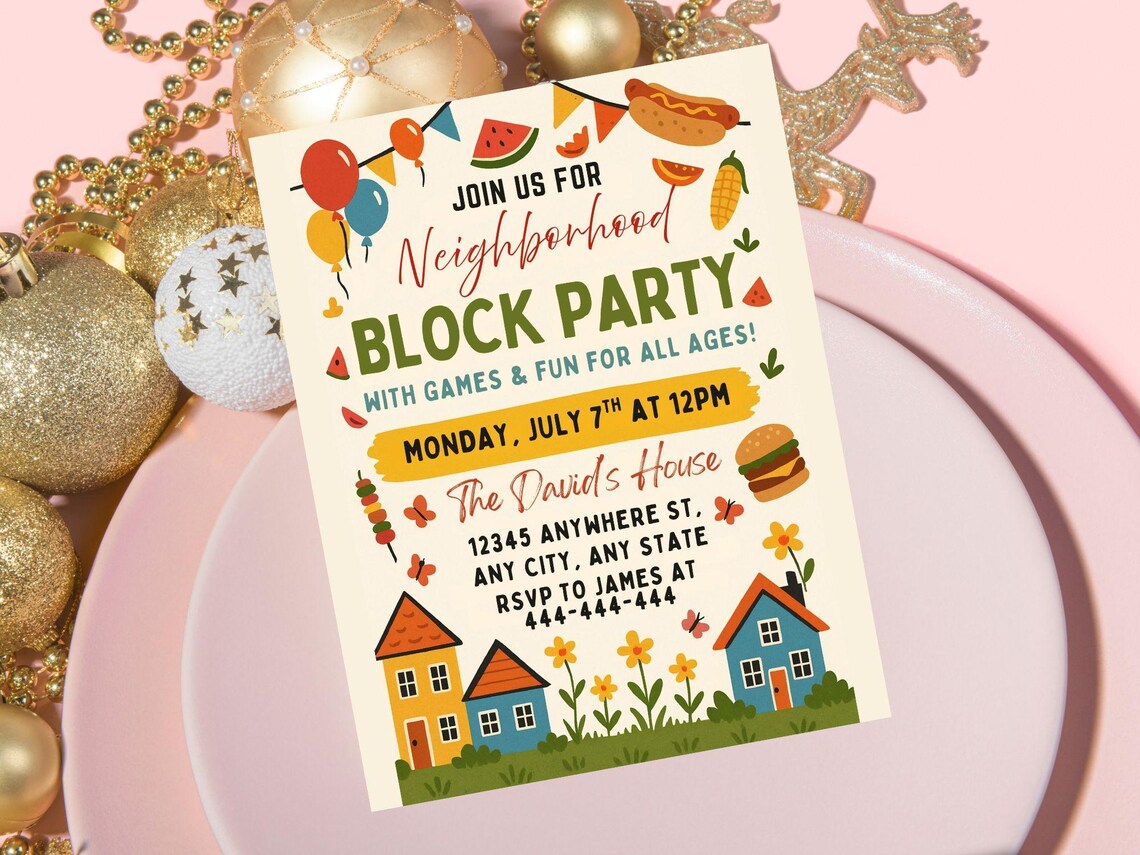 Block Party Flyer Template, Editable Neighborhood Block Party Invite ...