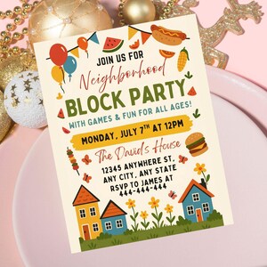 Block Party Flyer Template, Editable Neighborhood Block Party Invite ...