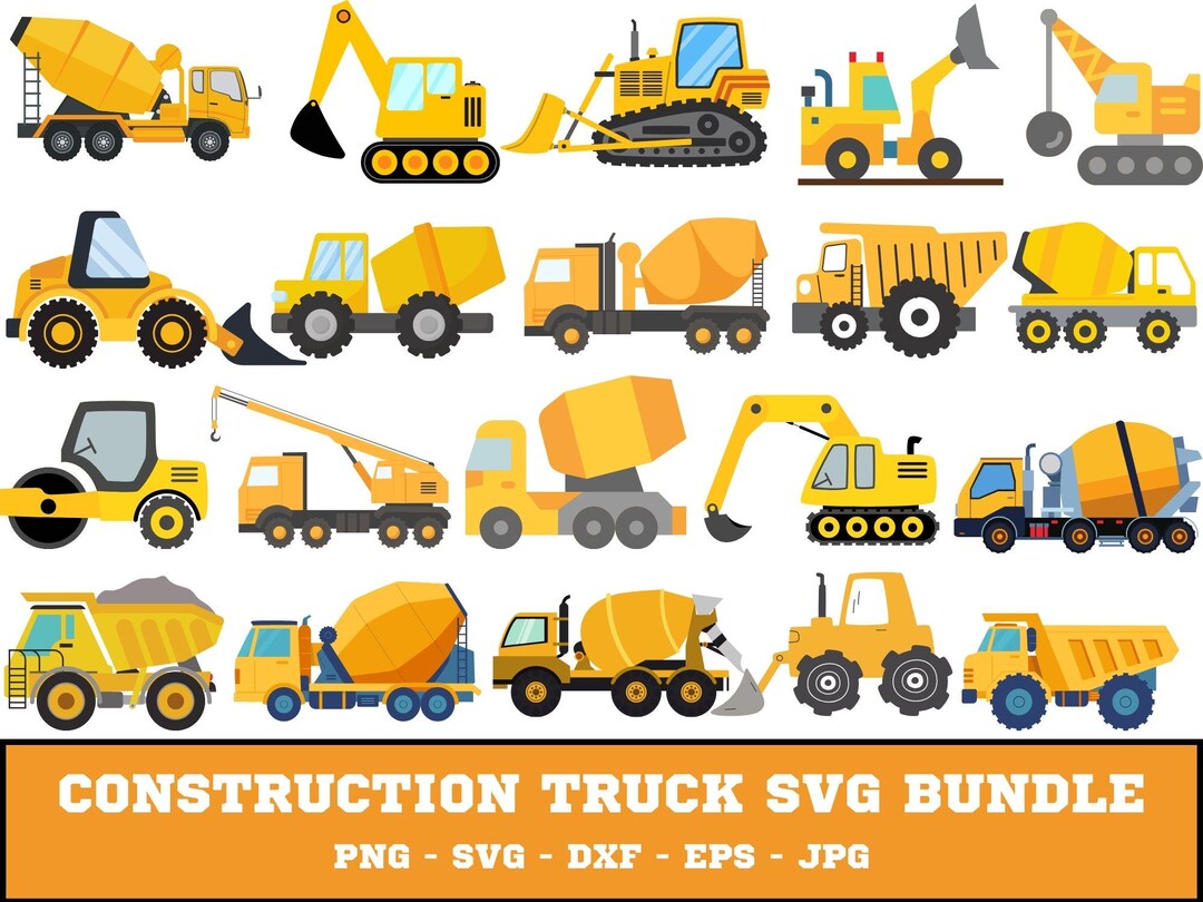 Construction Vehicle SVG Bundle: Excavator, Dump Truck, Clipart ...
