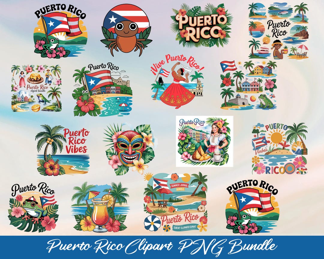Puerto Rico Clipart Bundle: Tropical Island, Cultural Icons (PNG ...
