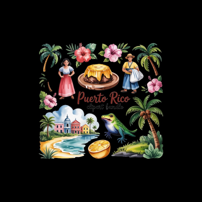 Puerto Rico Clipart Bundle: Tropical Island, Cultural Icons (PNG ...