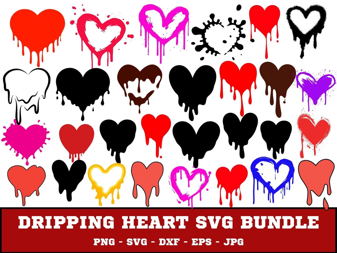 Dripping Heart SVG: Melting Heart Clipart, Cricut & Silhouette Cut File ...