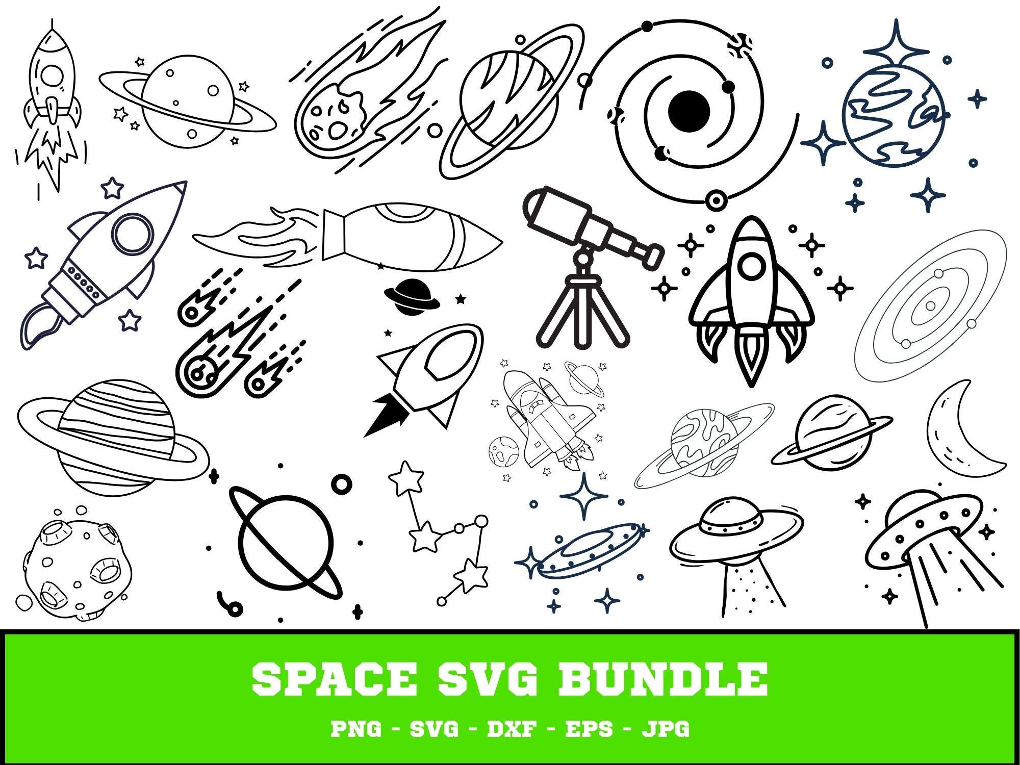 Outer Space SVG Clipart Bundle: Planets, Astronaut, Rocket (digital ...