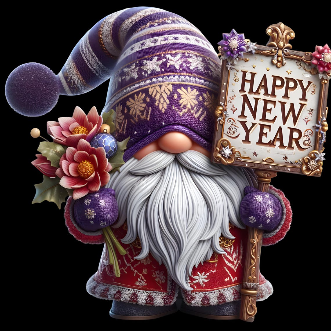 5 Happy New Year Gnome PNG | Cute Gnome Clipart | Holiday New Year PNG ...