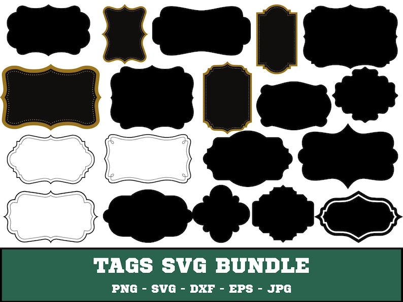 Tag SVG, Tags SVG Bundle, Tags Template, DXF, Label, Cloth, Gift ...
