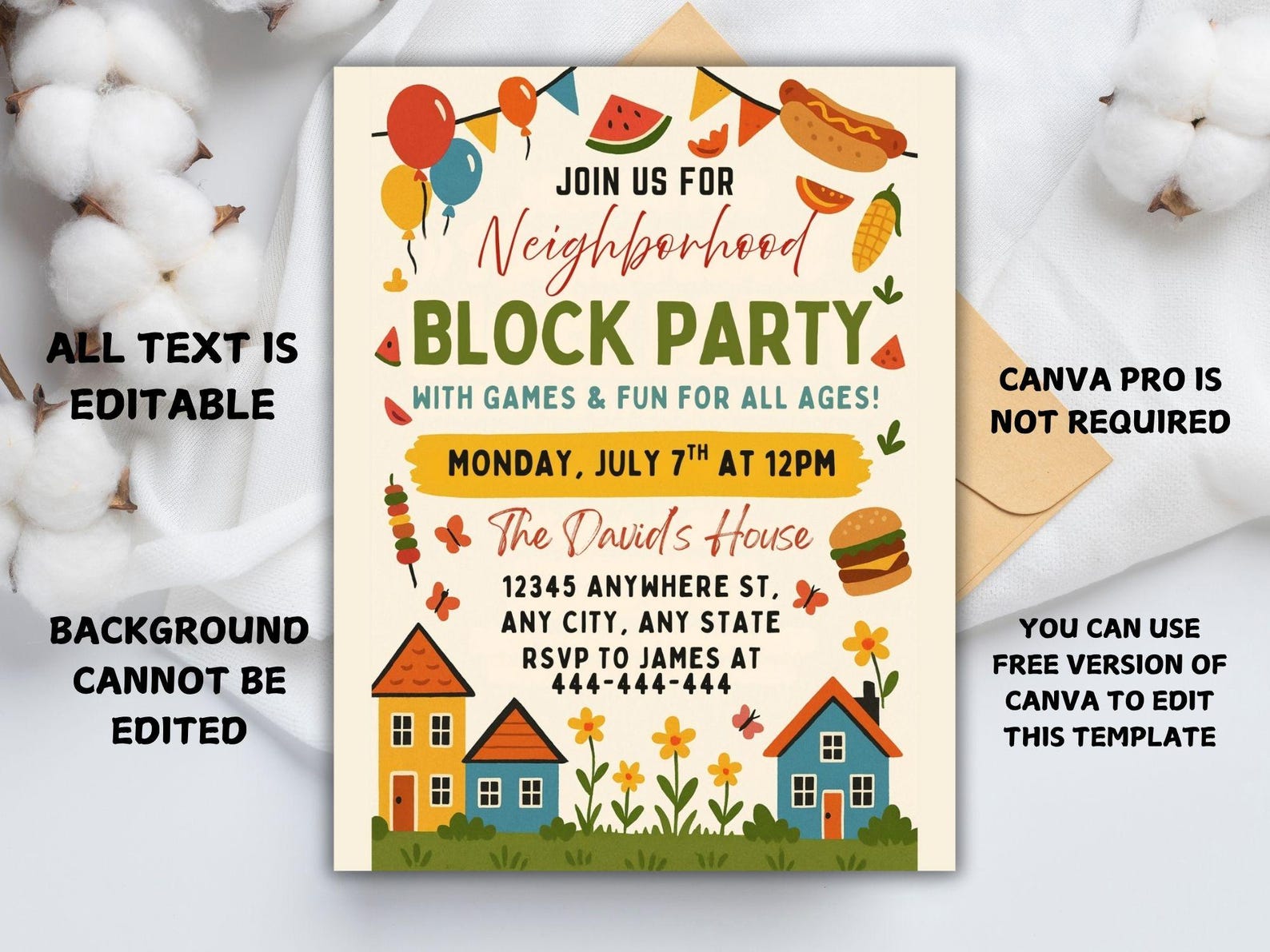 Block Party Flyer Template, Editable Neighborhood Block Party Invite ...