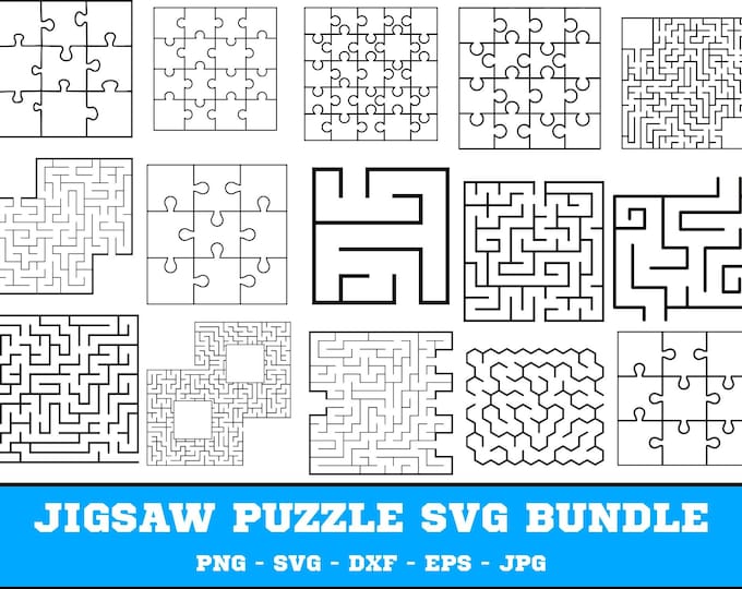 Puzzle Template SVG Bundle: 20 Designs, Cutting Files (digital Download ...