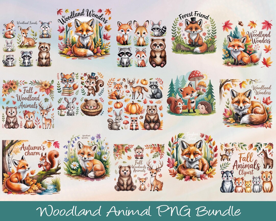 Woodland Animals, Forest Clipart, Cute Animals, Woodland Art, Baby ...