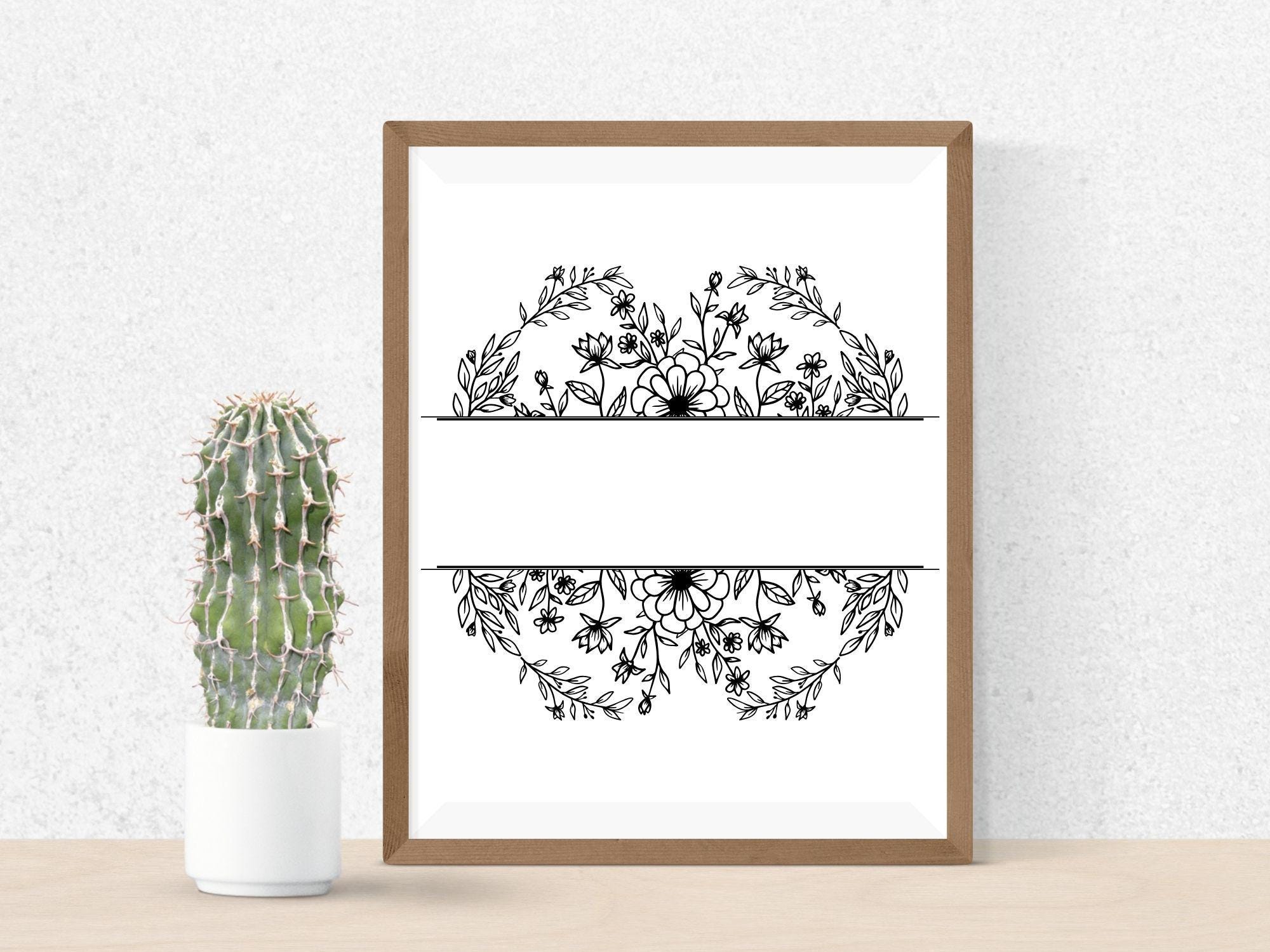 Floral Frame SVG: Wedding Monogram Clipart (digital Download, ZIP File ...