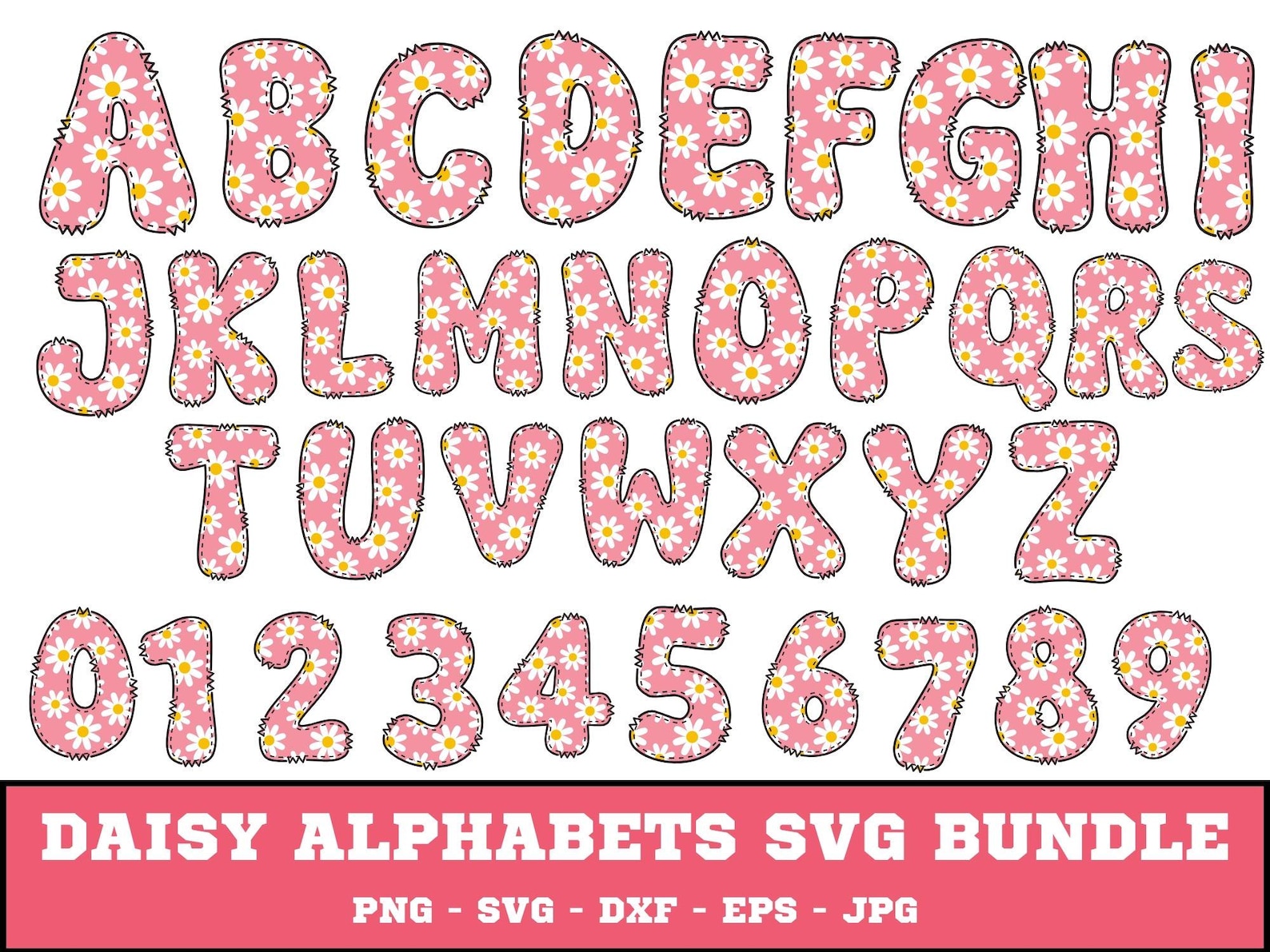 Daisy Alphabet SVG Bundle: Floral Letters, PNG, Cut Files (digital ...