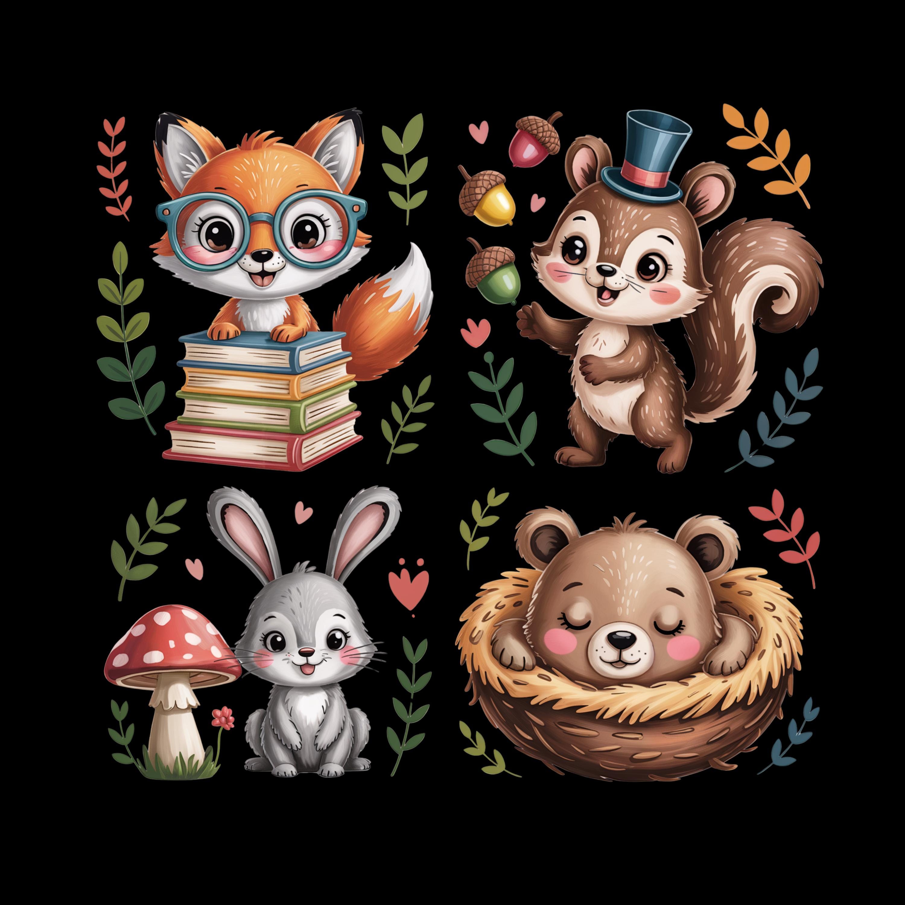 Woodland Animals, Forest Clipart, Cute Animals, Woodland Art, Baby ...