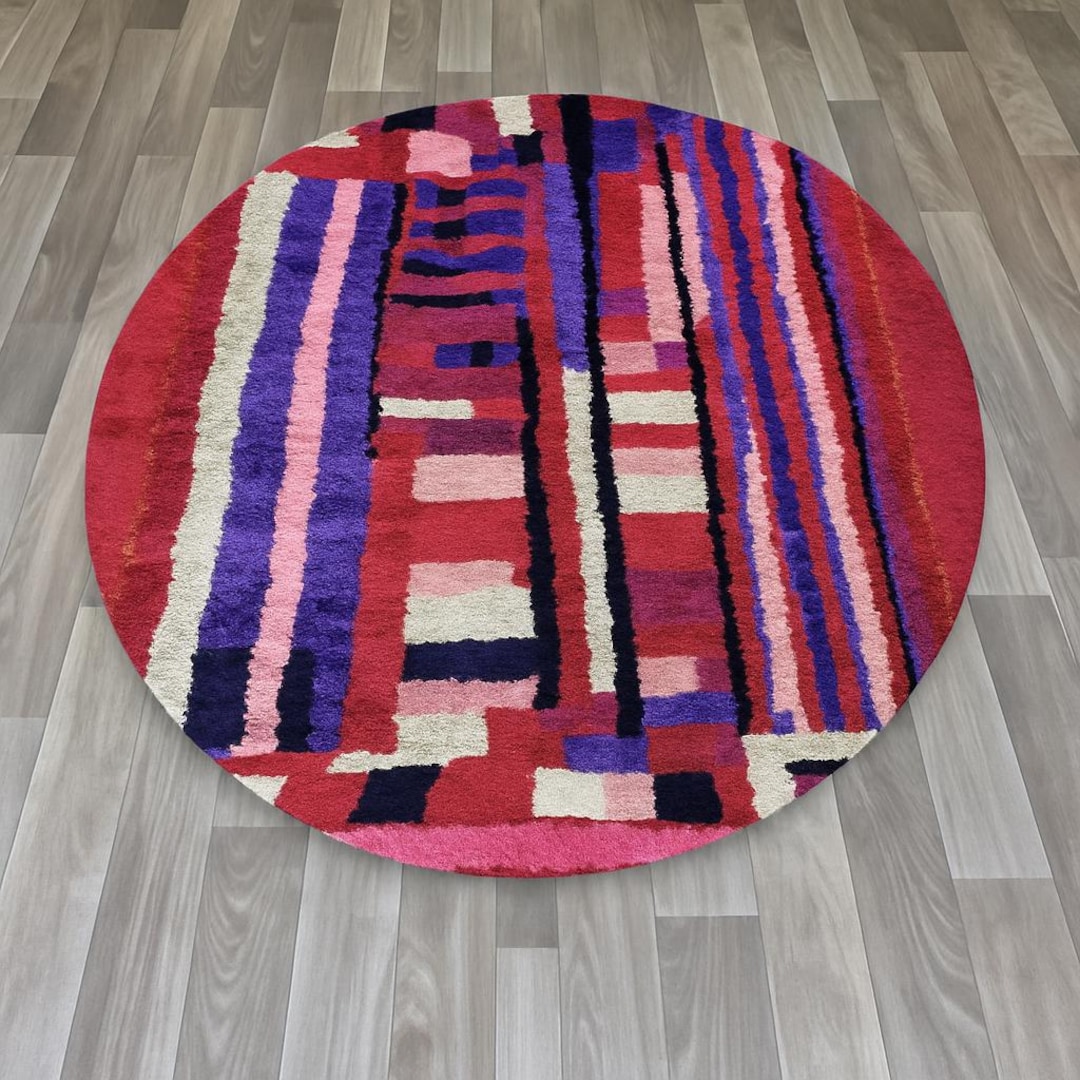 Red Round Rug ,round Morrocan Wool Rug, Round Berber Red Rug 300cm, Red ...