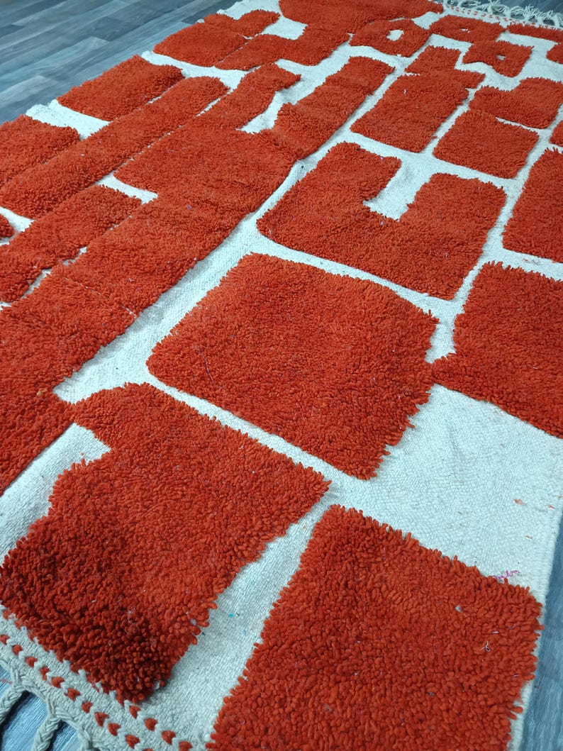 Orange Moroccan Rug, Custom Moroccan Rug, Moroccan Boujaad Rug ...