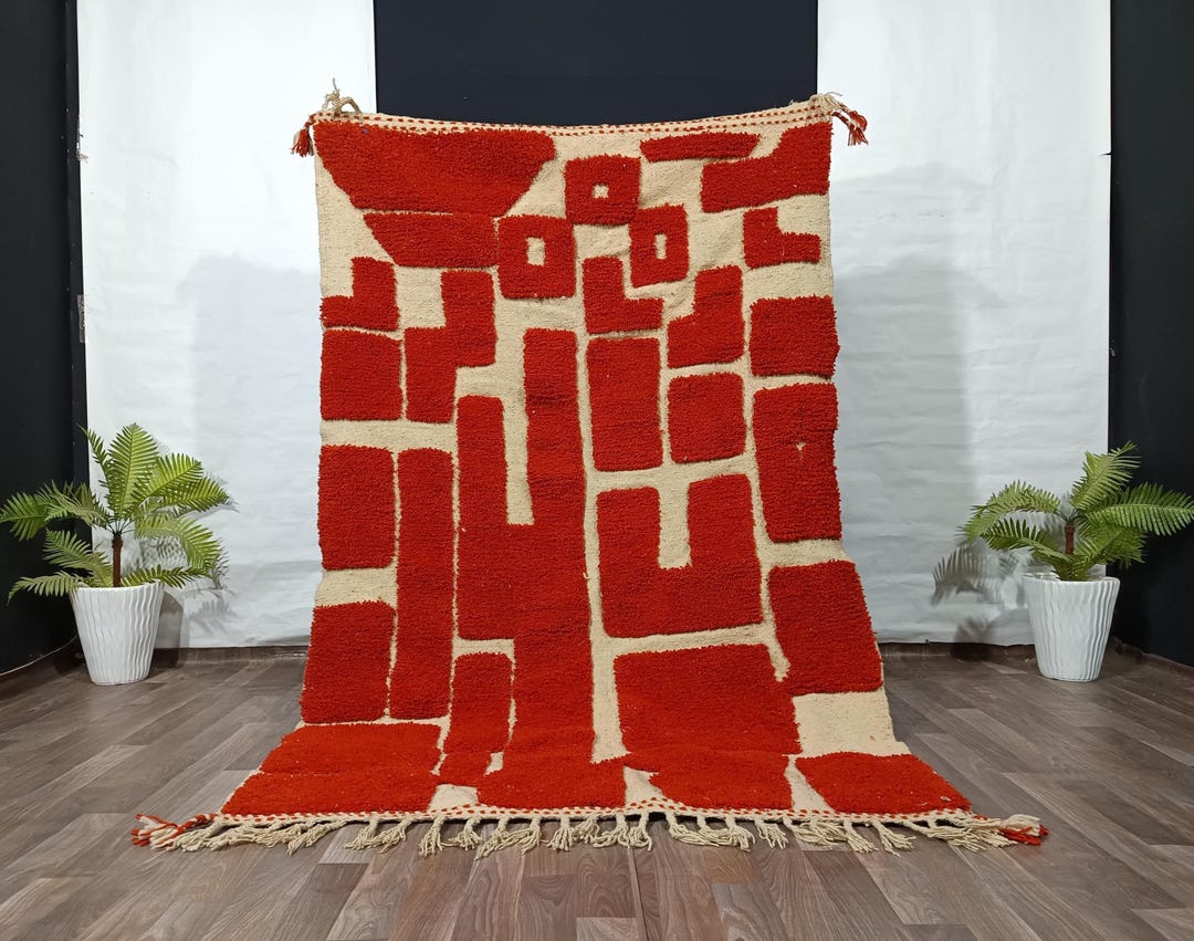 Orange Moroccan Rug, Custom Moroccan Rug, Moroccan Boujaad Rug ...