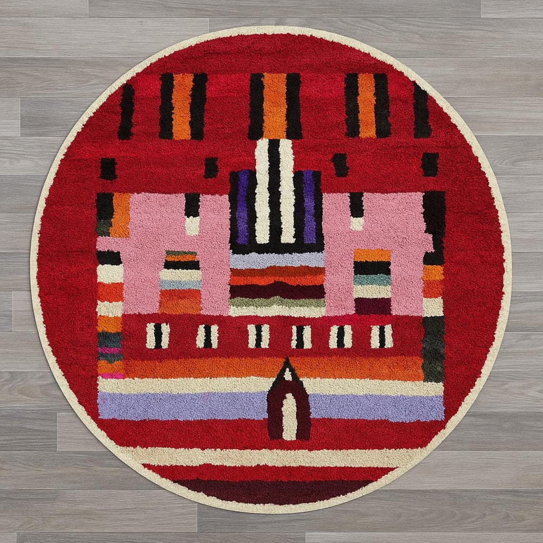 Red Round Rug, Natural Wool Rug, Round Azilal Berber Red Round Rug ...