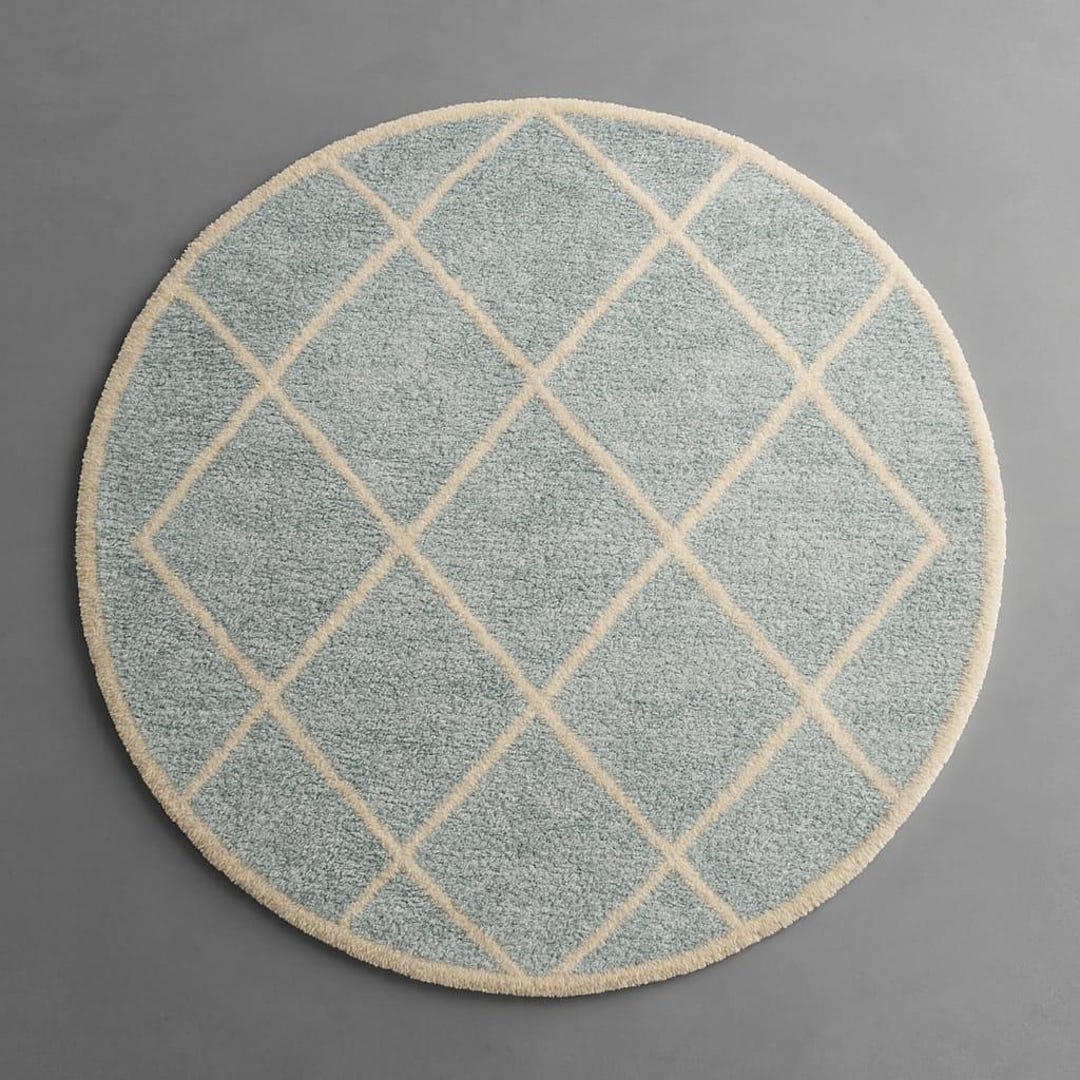 Blue Custom Round Rug, Custom Round Rug - Berber Rug - Wool Round Rug ...