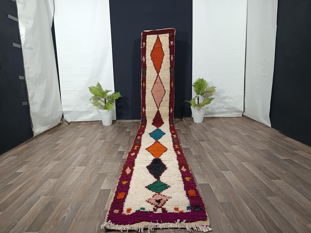 Handmade Wool Berber Runner Rug, Handmade Hallway Rug, Moroccan Wool ...