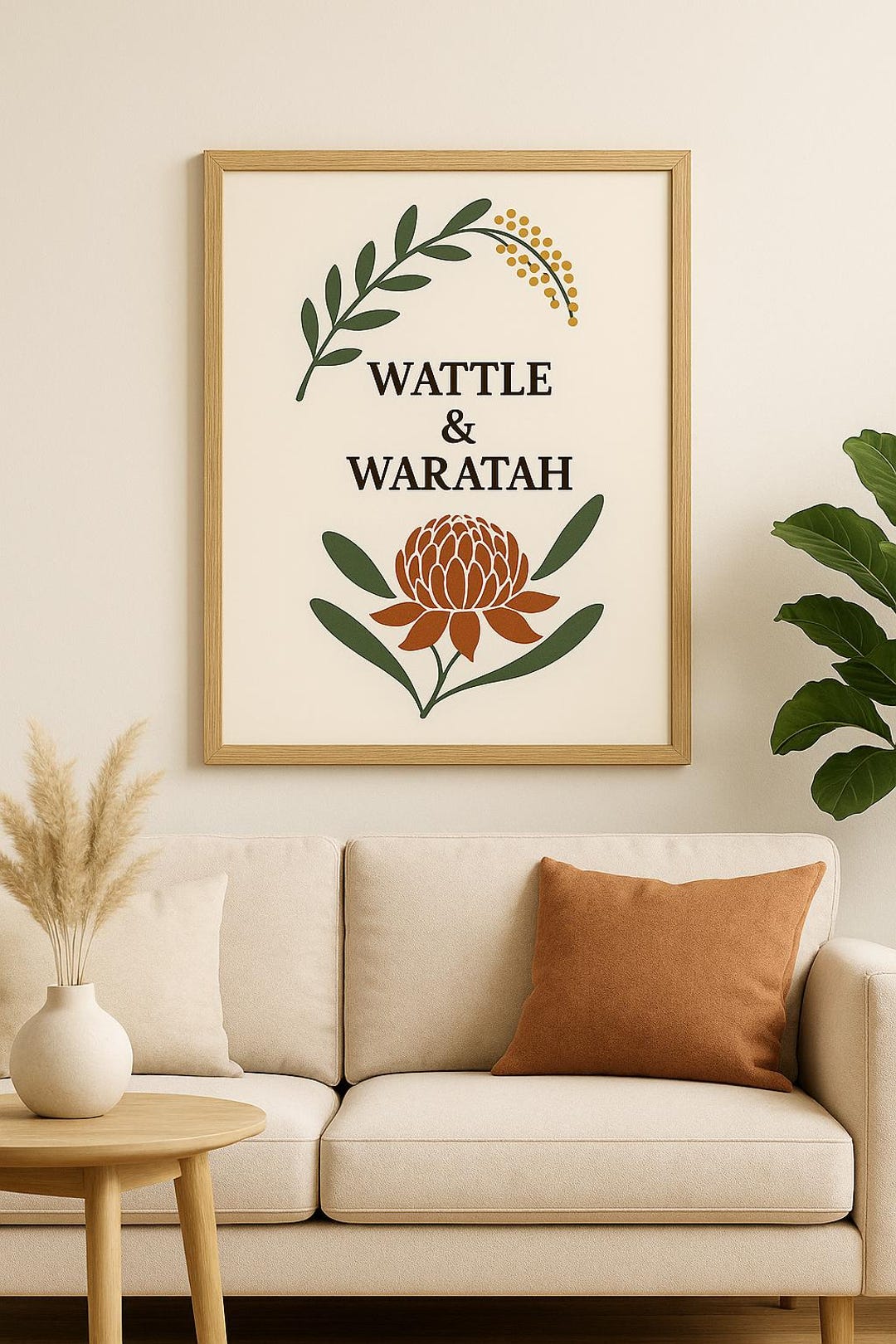 Australian Native Wall Art Printable – Wattle and Waratah Minimalist ...