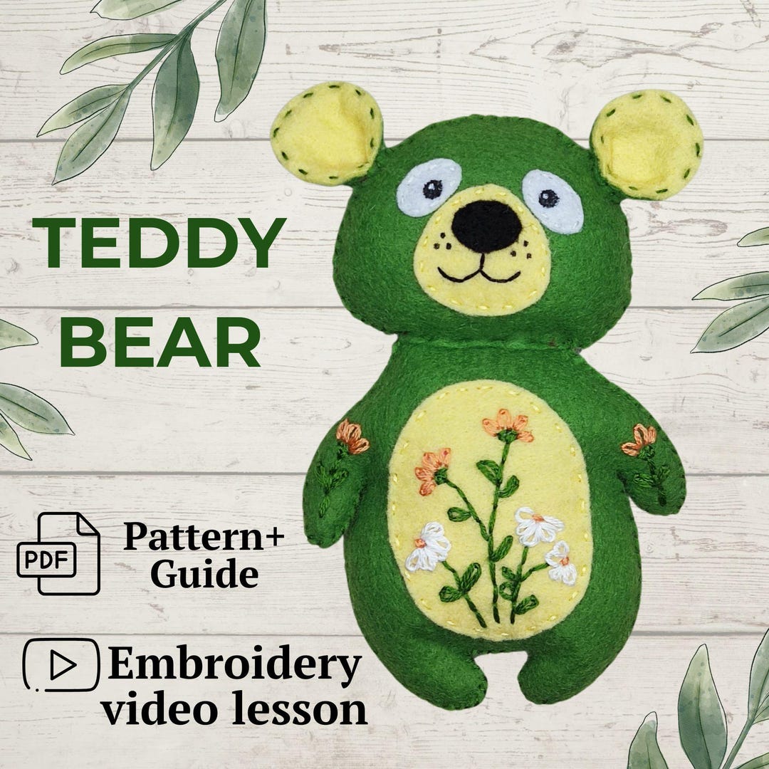 Felt Teddy Bear Sewing Pattern PDF – Easy Digital Download With Video ...
