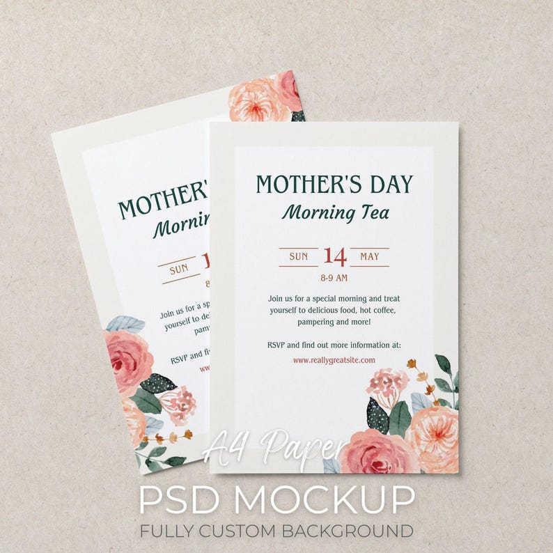 A4 Poster Set Mockup With Fully Custom Background: Paper Flat Lay for ...