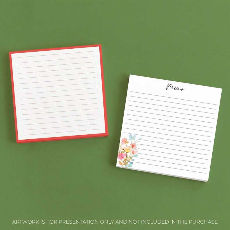Square Notepad Set Mockup, 2 Paper Pad Mock Up, Stationary Collection ...