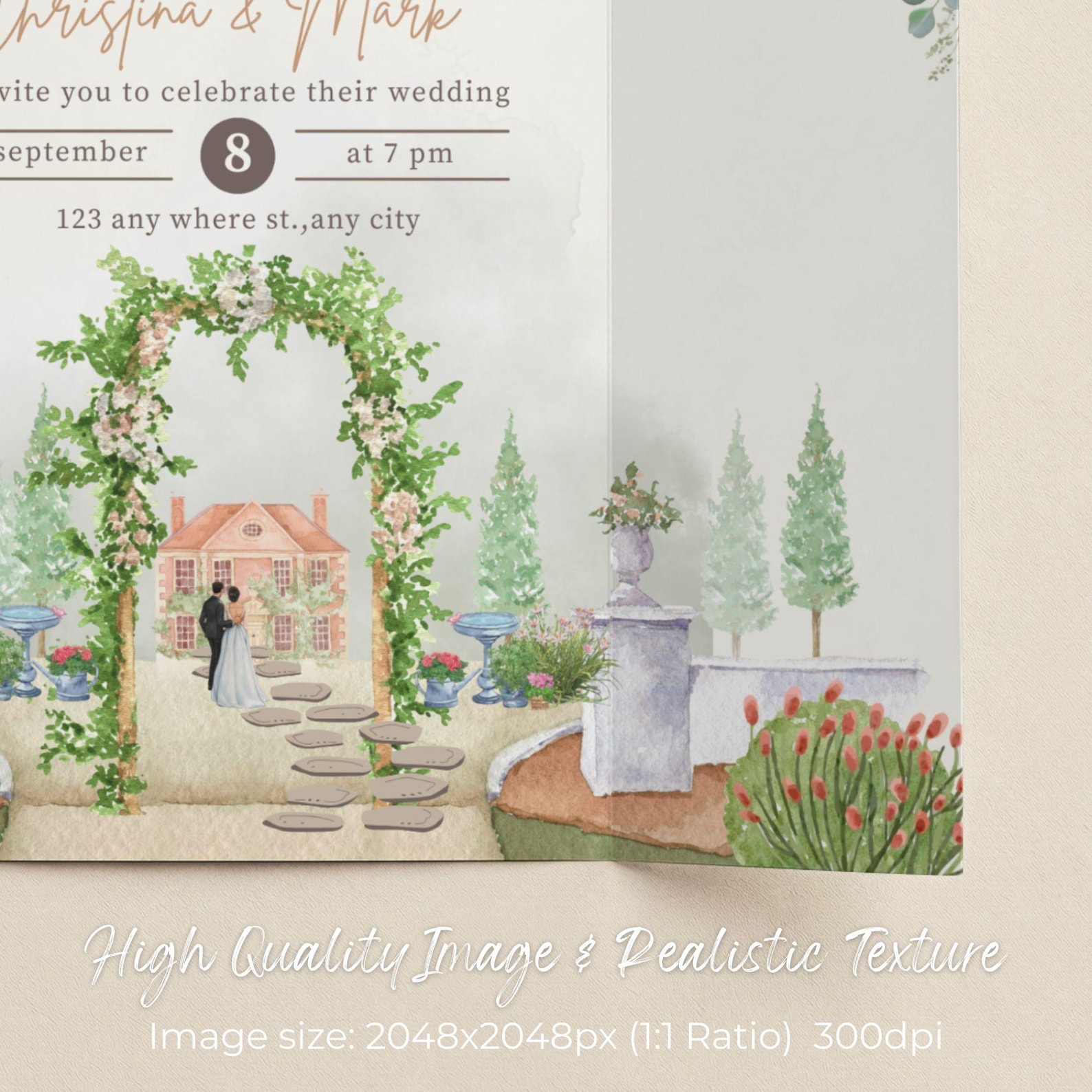 10x7 Gatefold Card Mockup Bundle, A7 Gate Fold Wedding Invitation Mock ...