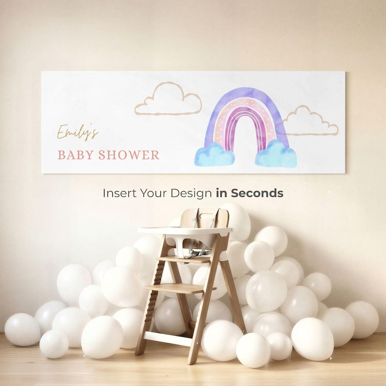 6×2 Ft, 72x24" Banner Mockup: Baby Birthday Party Celebration (PSD ...