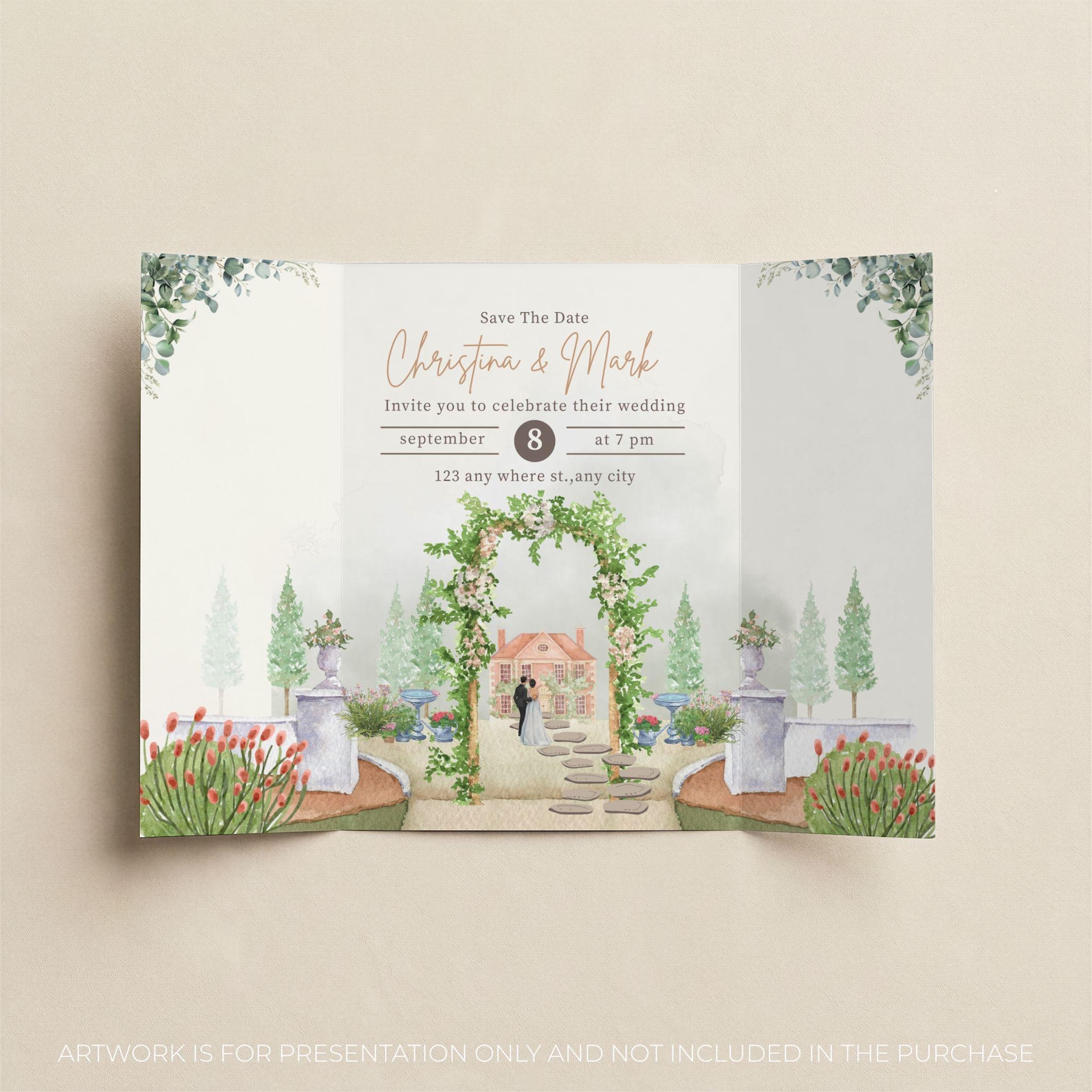10x7 Gatefold Card Mockup Bundle, A7 Gate Fold Wedding Invitation Mock ...