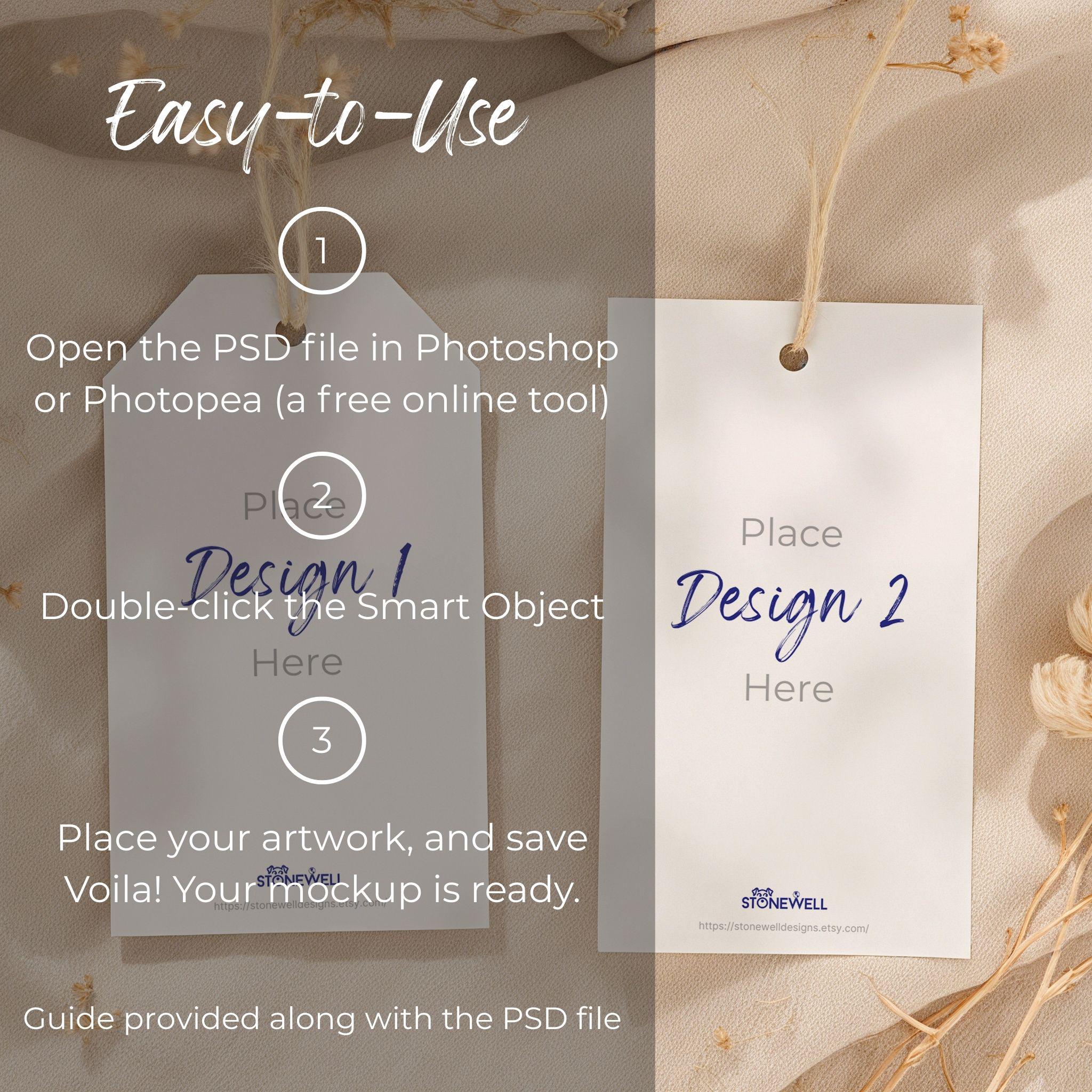 Gift Tag Mockup Bundle: 2x3.5 Rectangle Minimal Hand Held Tags (PSD ...