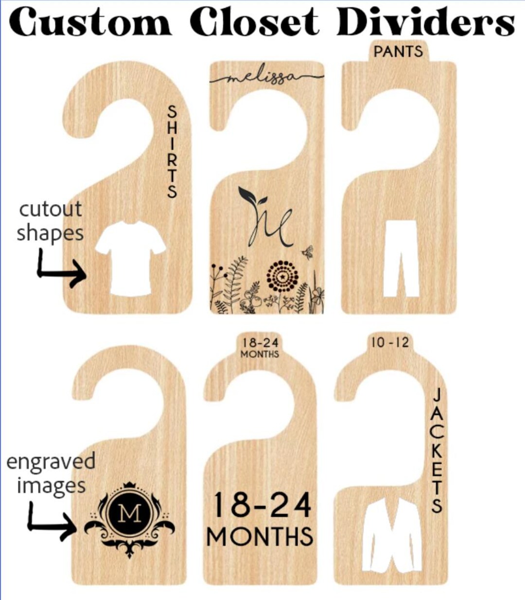 Custom Laser Engraved Closet Divider, Custom Closet Divider ...