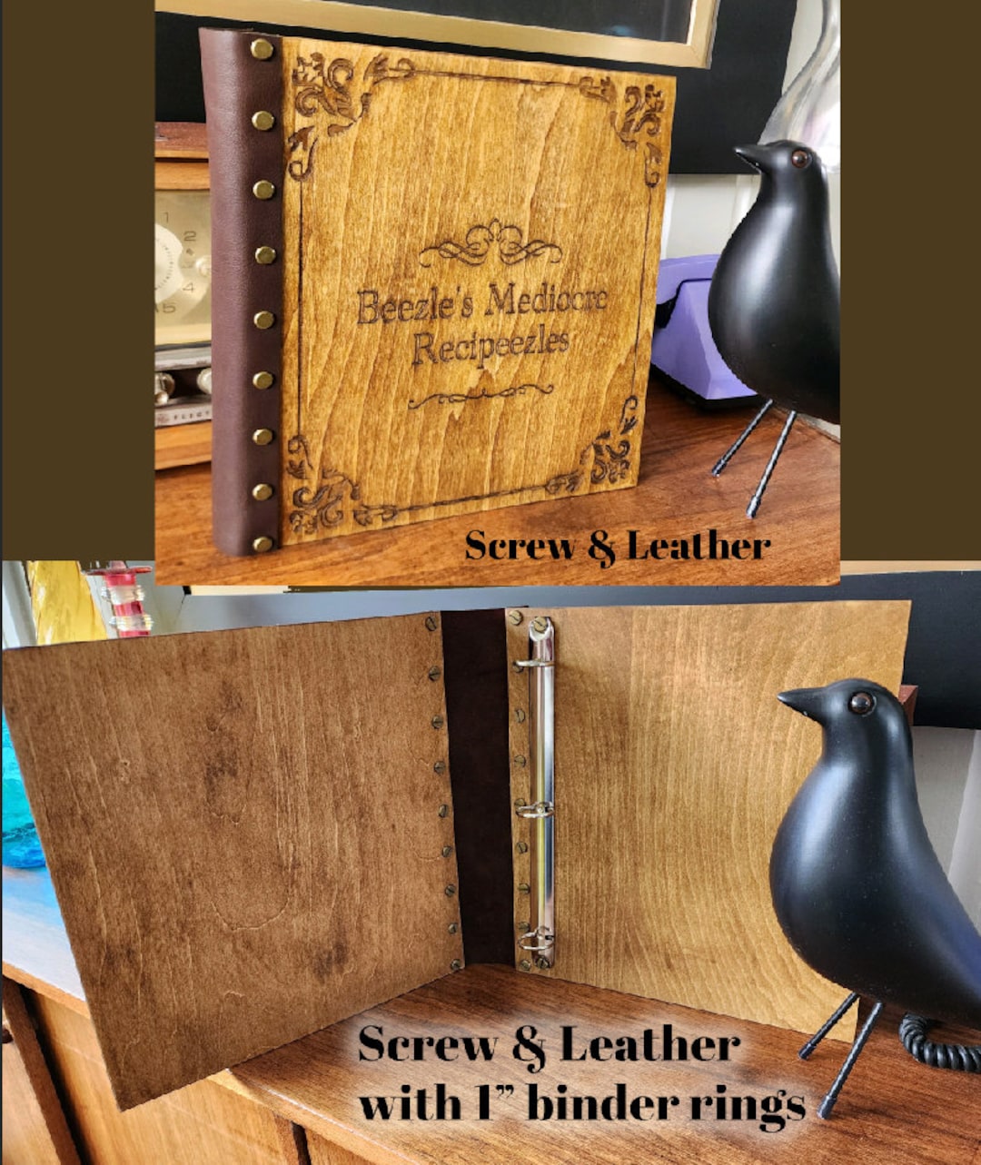 Custom Engraved Baltic Birch Wood Binder, Photo Album, Scrapbook Binder ...